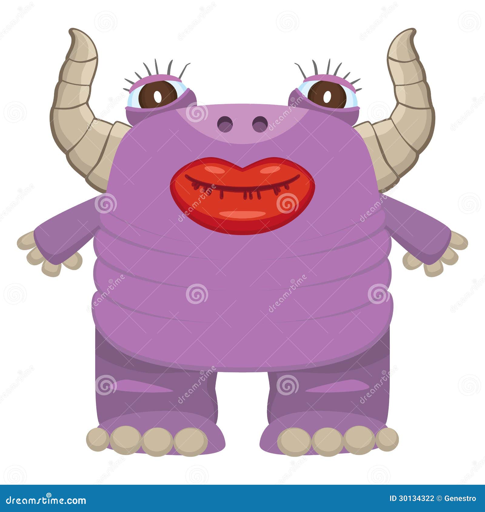 Funny purple monster stock vector. Illustration of cute - 30134322