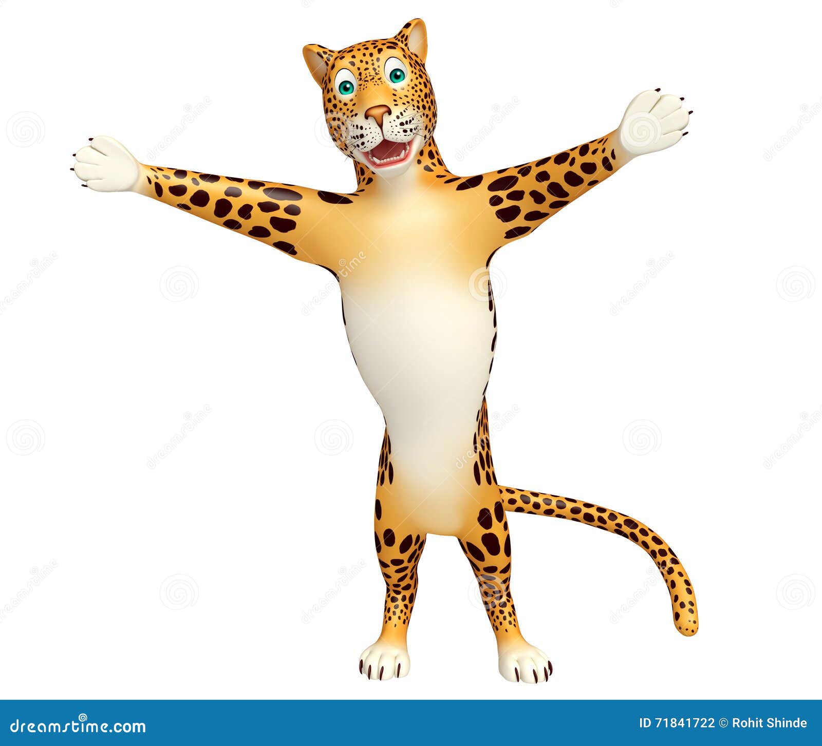 Funny Leopard With Tropical Flower. Vector Animal Illustration For Kids ...