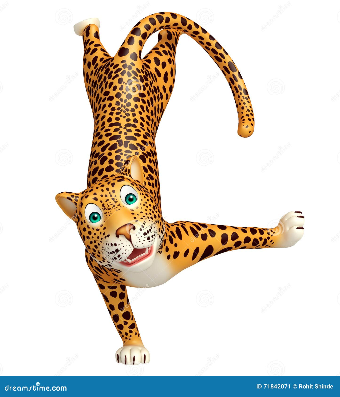 Funny Leopard With Tropical Flower. Vector Animal Illustration For Kids ...