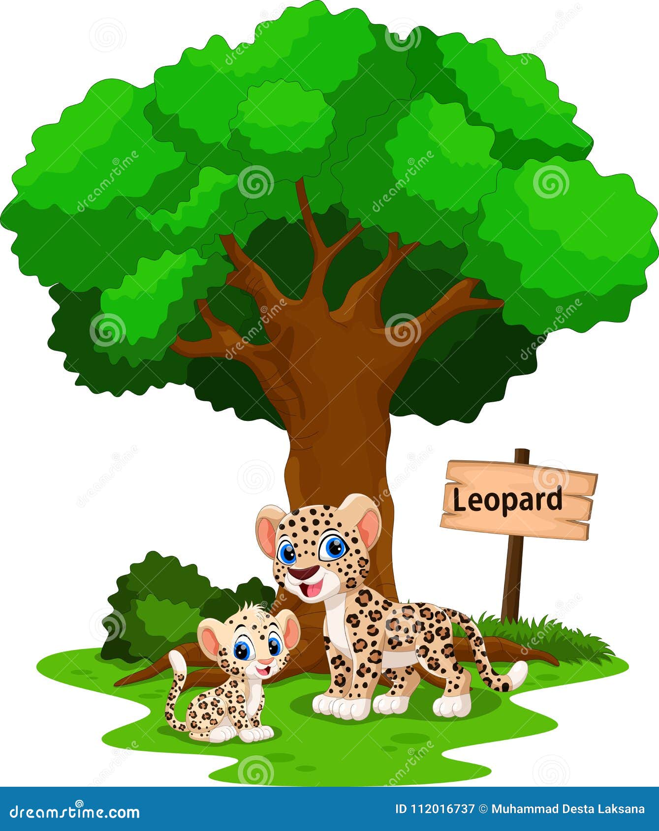 Leopard with his cute son stock illustration. Illustration of mammal ...