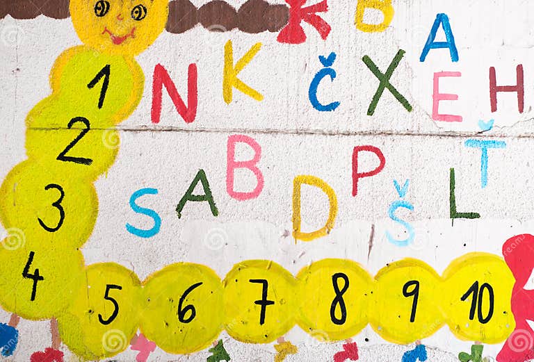 Funny Letters and Numbers on the Wall Stock Photo - Image of drawings ...