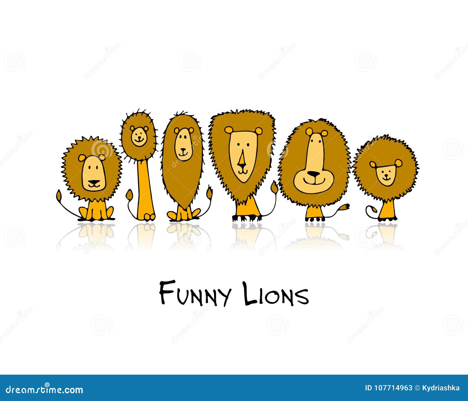 Funny Lions, Sketch for Your Design Stock Vector - Illustration of ...