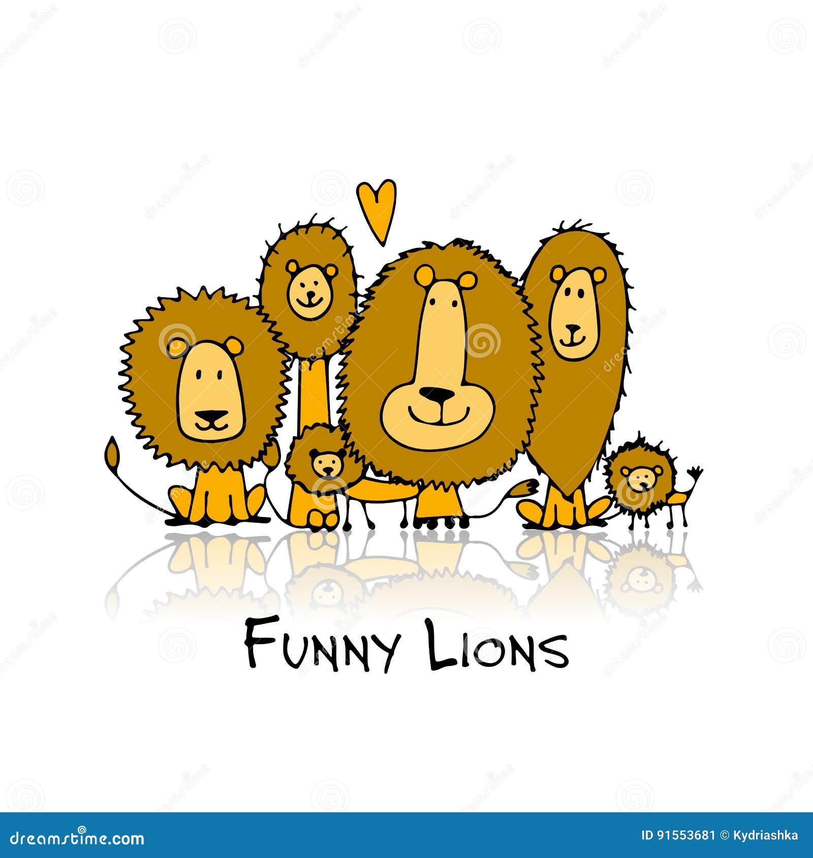 Funny Lions, Sketch for Your Design Stock Vector - Illustration of ...