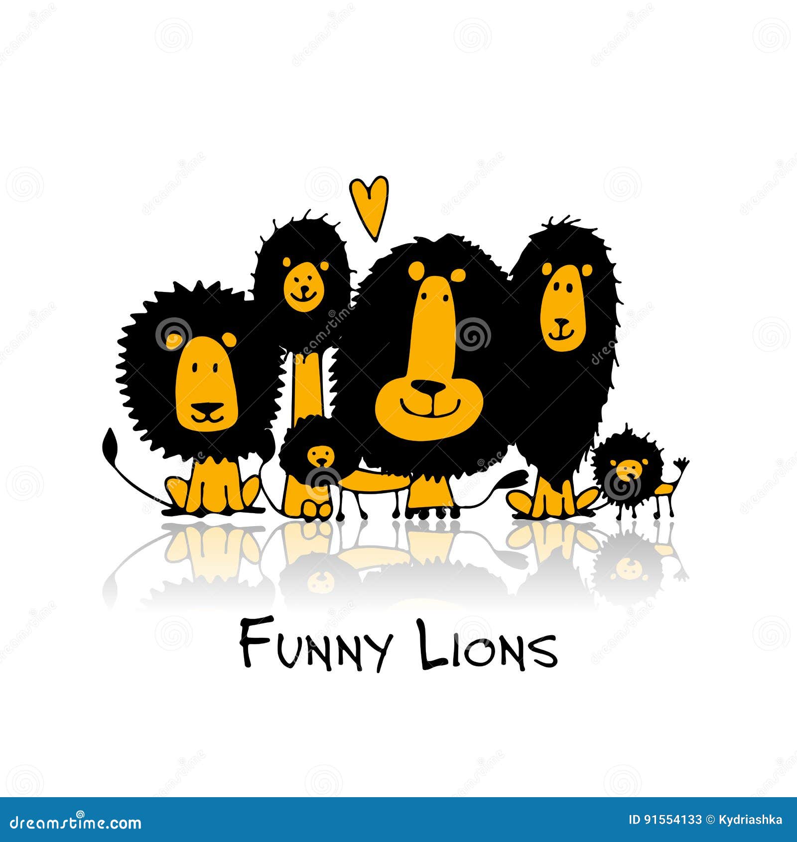 Funny Lions, Sketch for Your Design Stock Vector - Illustration of ...