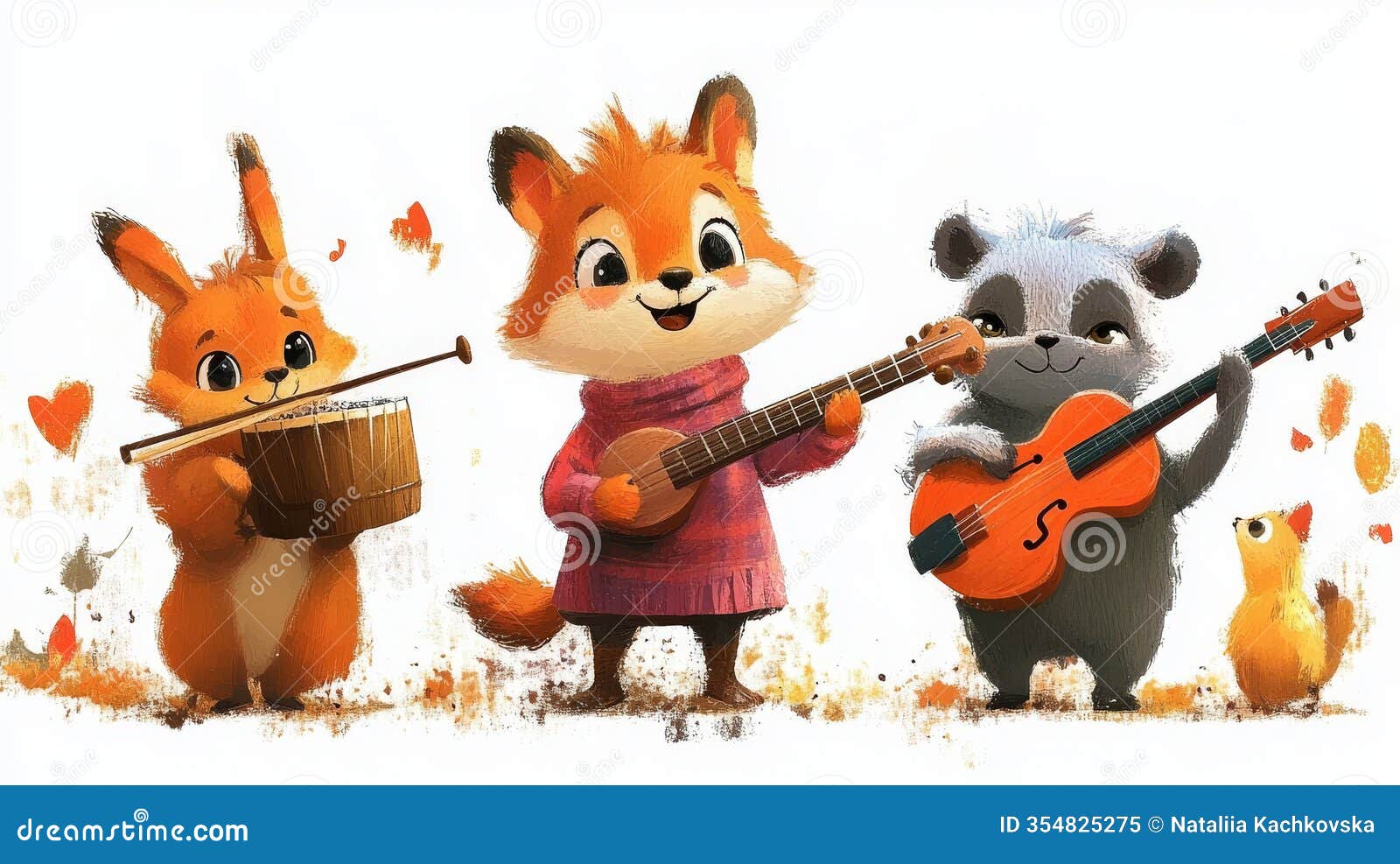 Funny Little Animals Playing Musical Instruments Stock Illustration ...