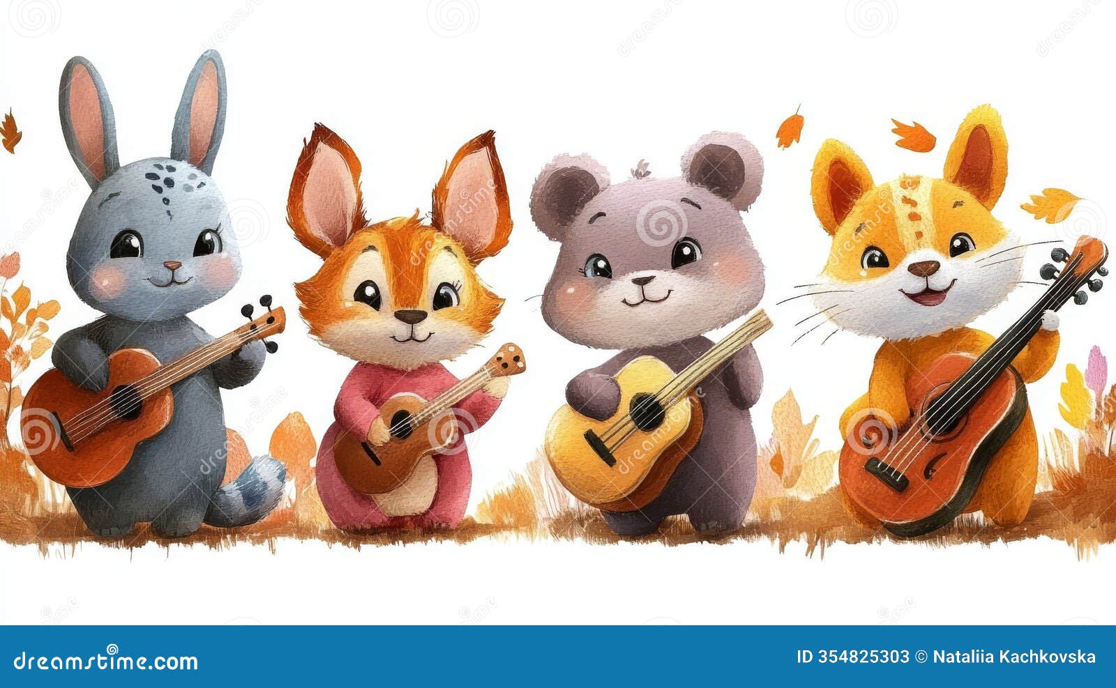 Funny Little Animals Playing Musical Instruments Stock Illustration ...