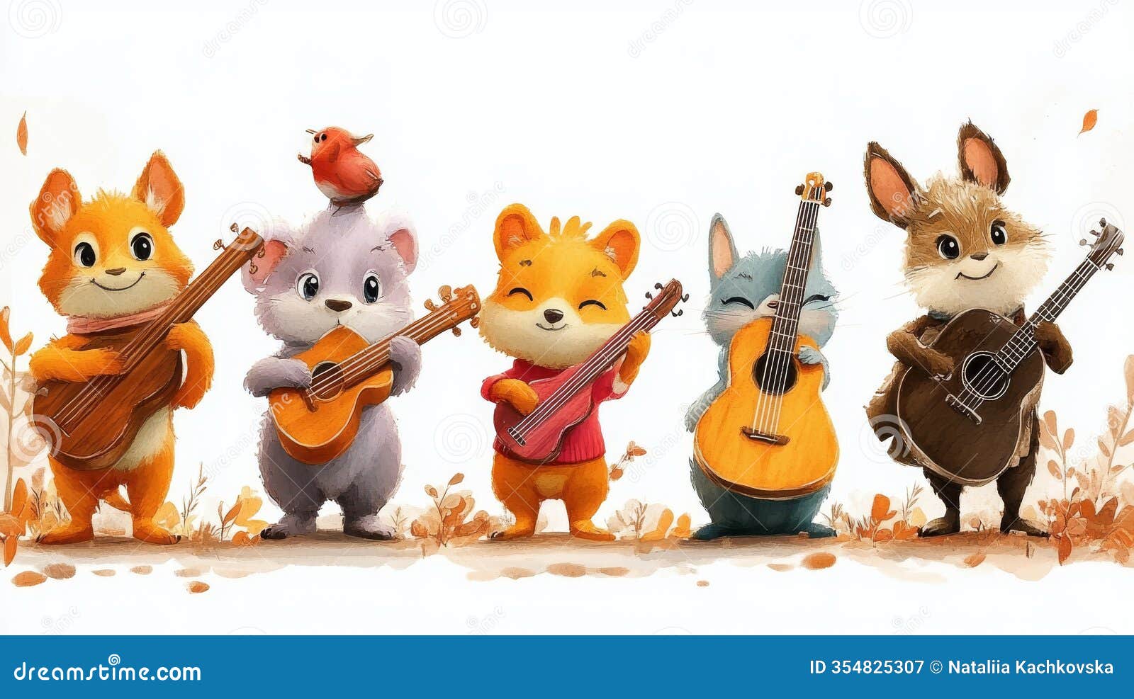 Funny Little Animals Playing Musical Instruments Stock Illustration ...