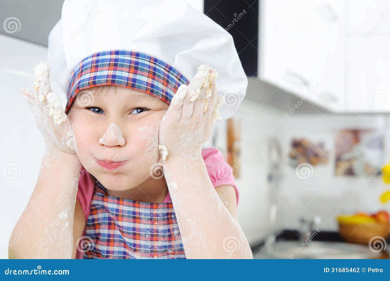 Funny Little Baker Grimaces Stock Photo - Image of baking, bakery: 31685462