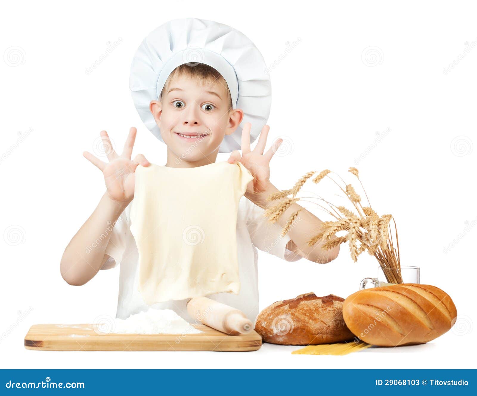 Funny Little Baker is Kneading Dough Stock Image - Image of cereals ...