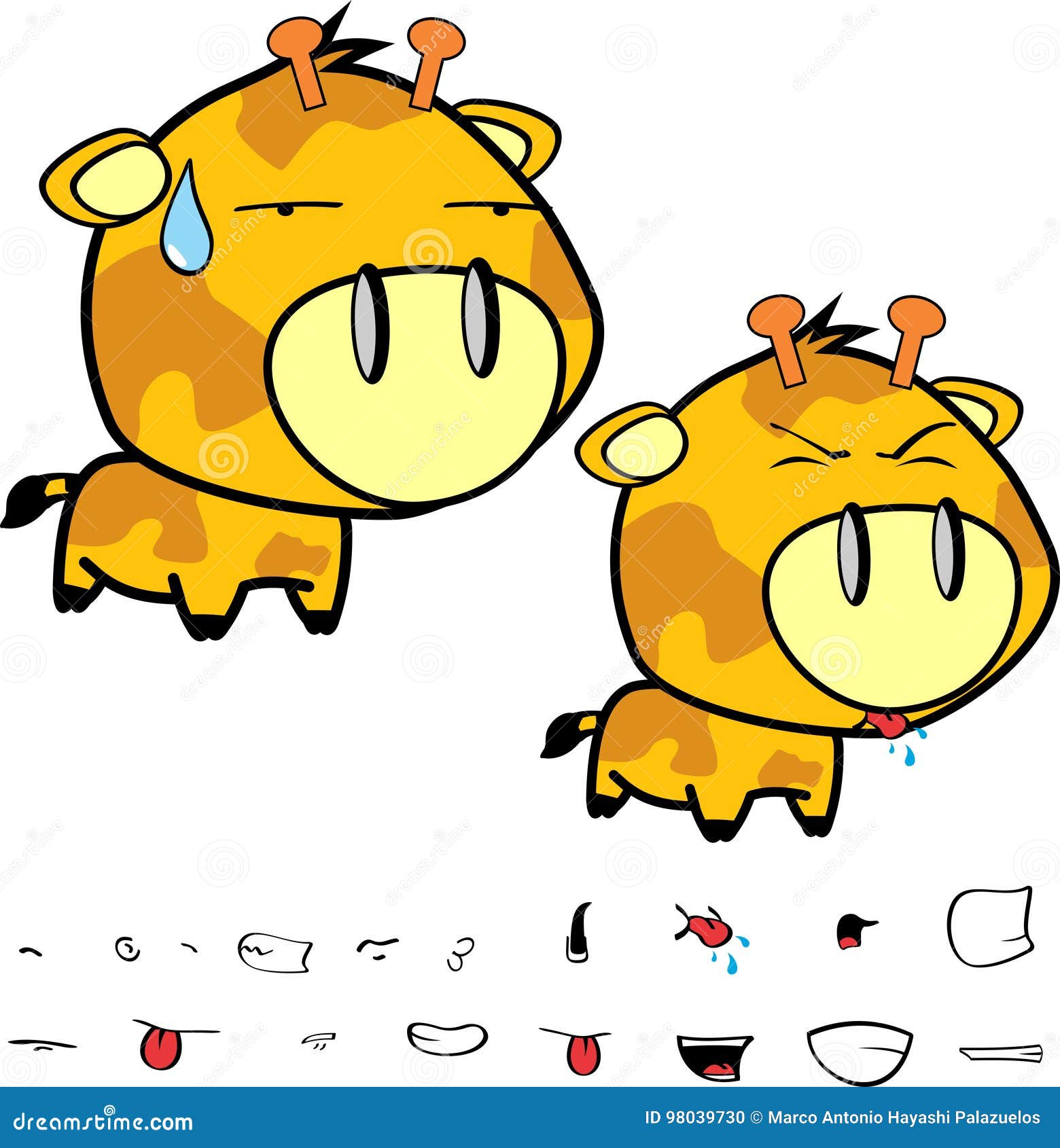 Crying Giraffe Cartoon Expression Background Vector Illustration ...