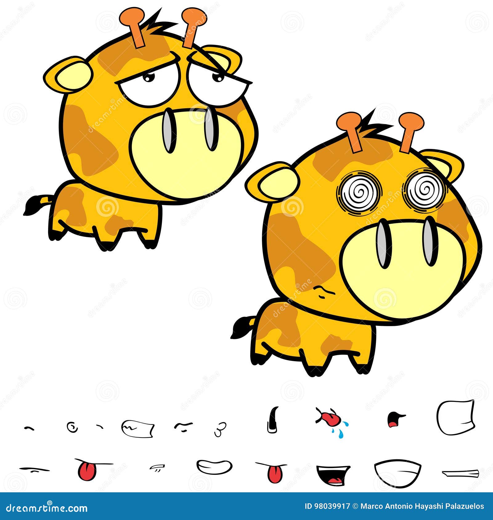 Crying Giraffe Cartoon Expression Background Vector Illustration ...