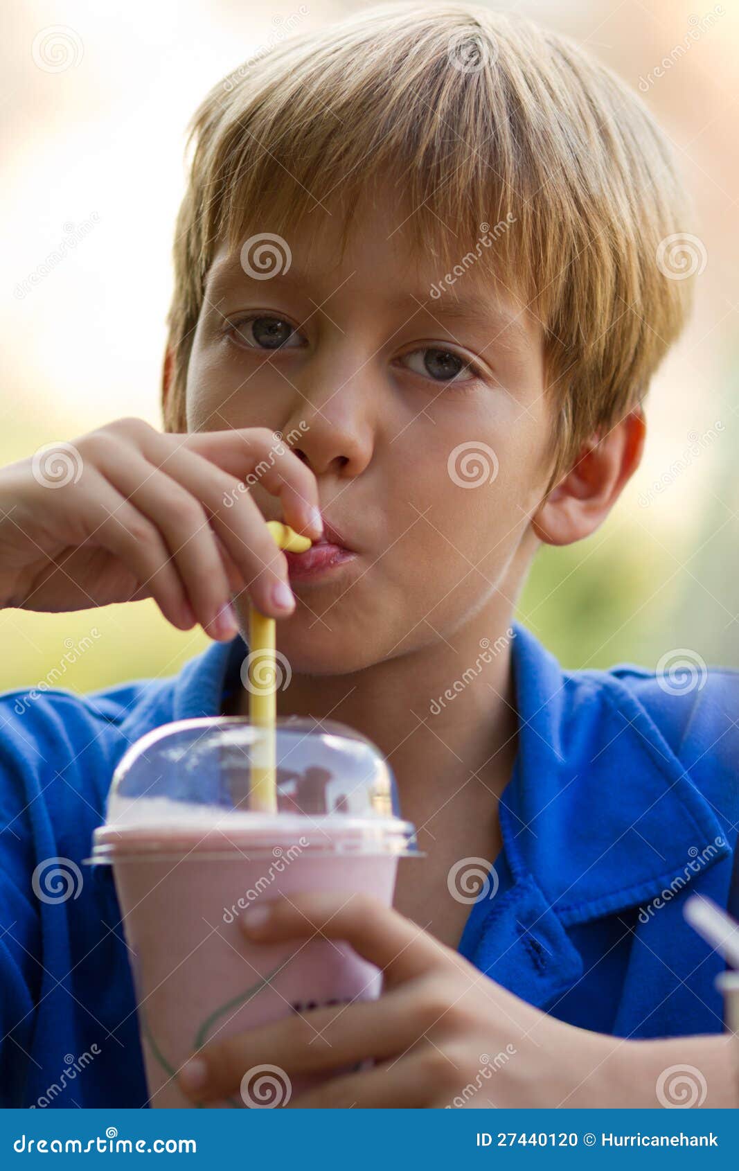 Funny Little Boy Drinks Milkshake Stock Photo - Image of small ...