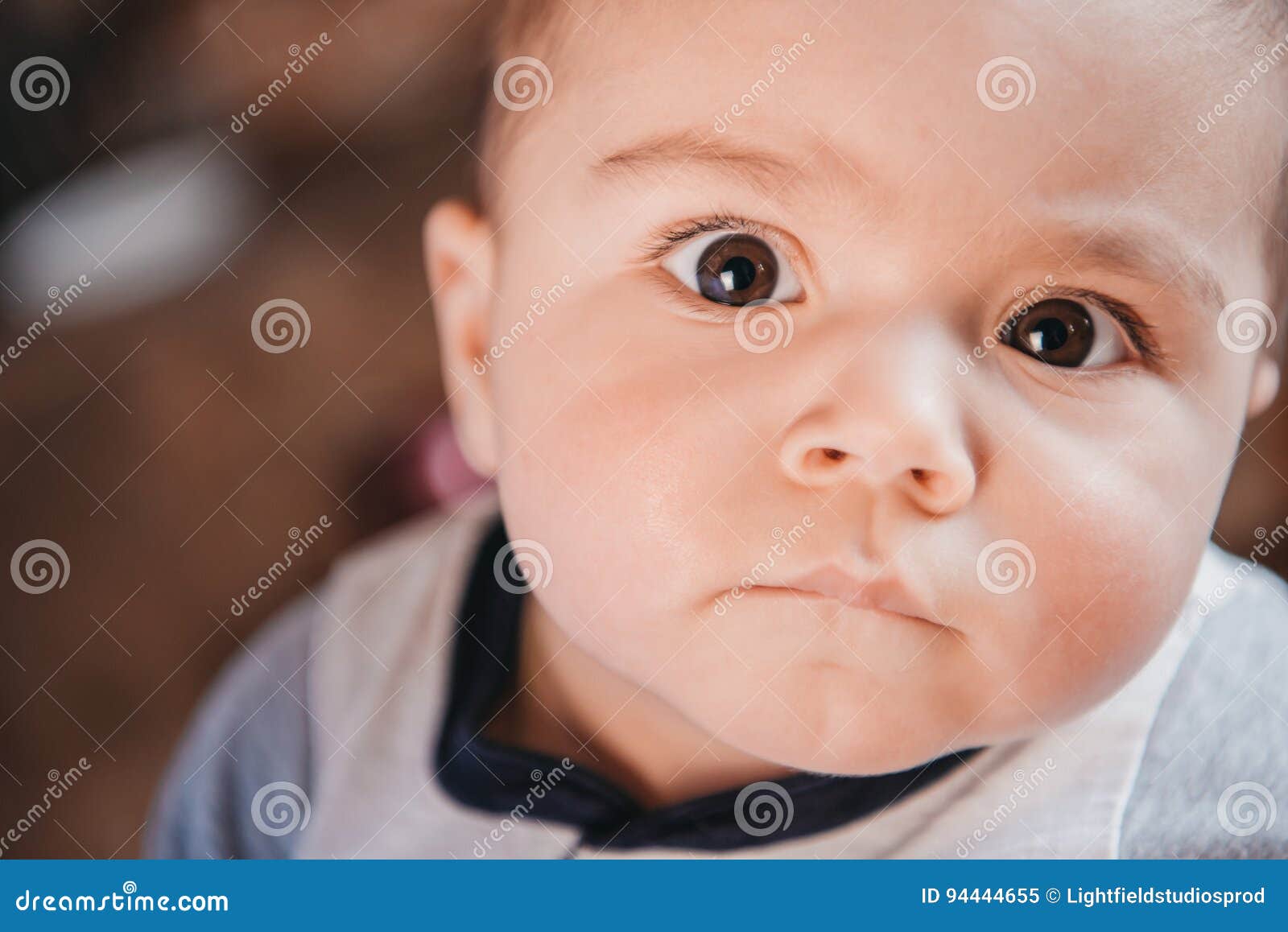 Funny Little Boy Looking at Camera with Serious Expression Stock Image ...