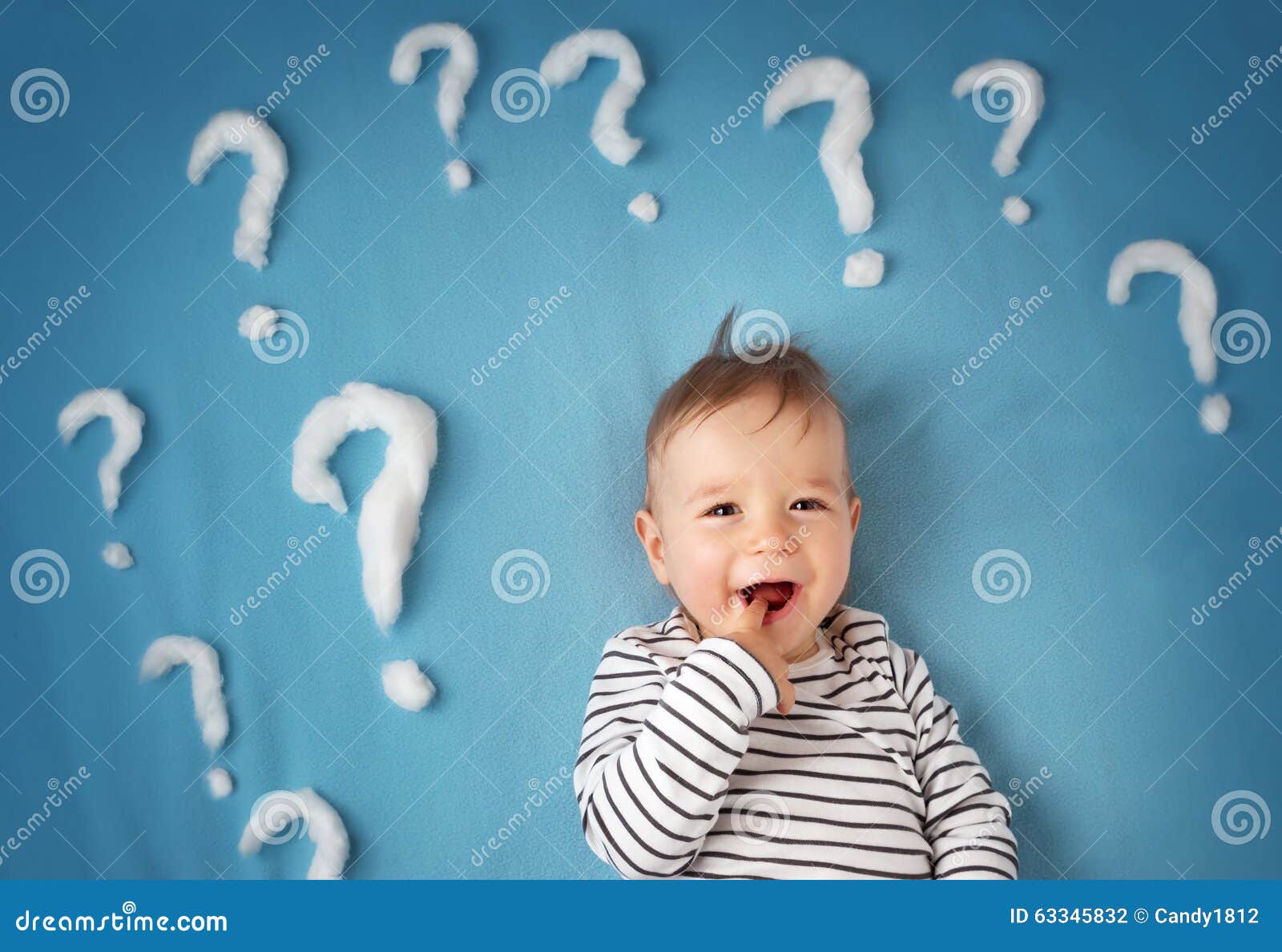 Funny Little Boy with Lots of Question Marks Stock Photo - Image of ...
