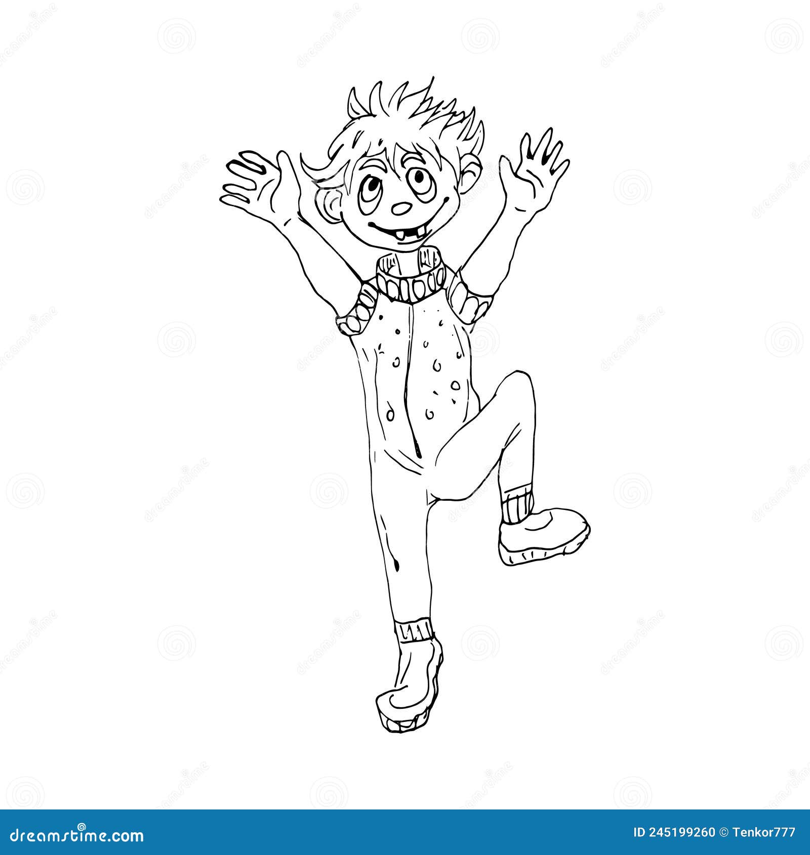 Funny Little Boy Making His First Steps. Vector Sketch Illustration ...