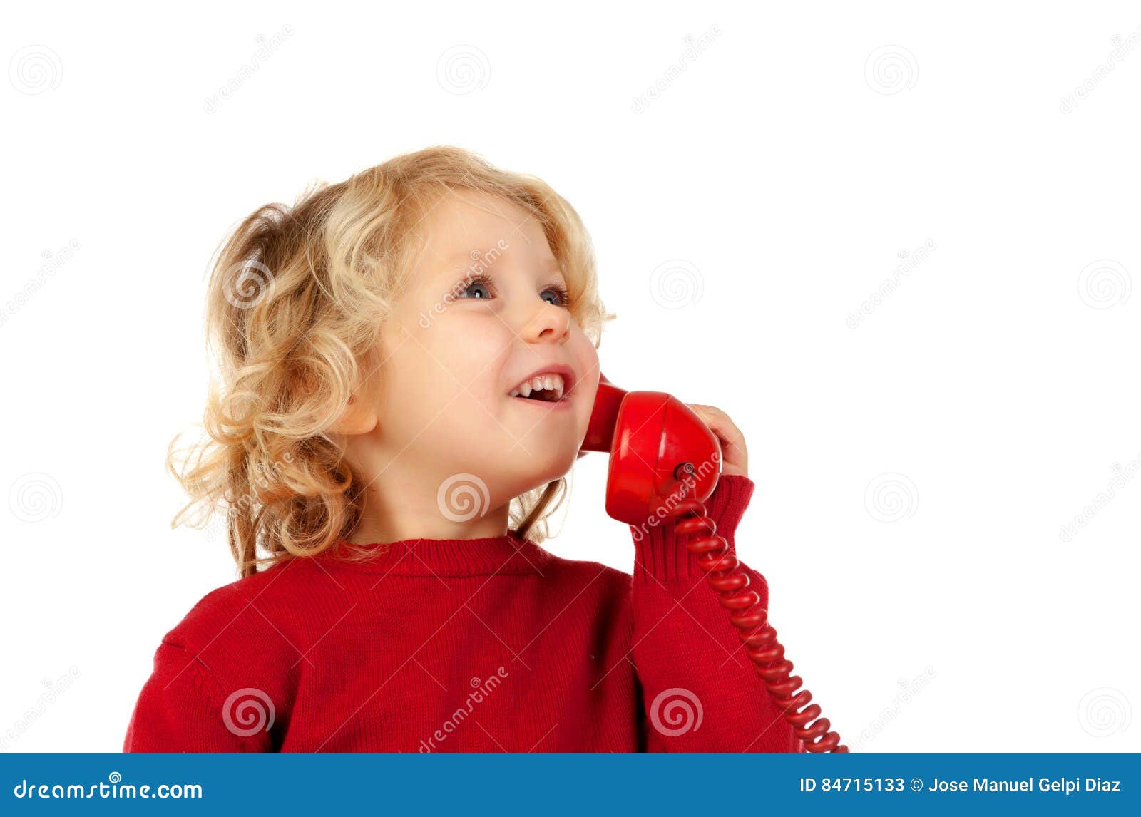 Funny Little Child Talking on the Phone Stock Image - Image of ...