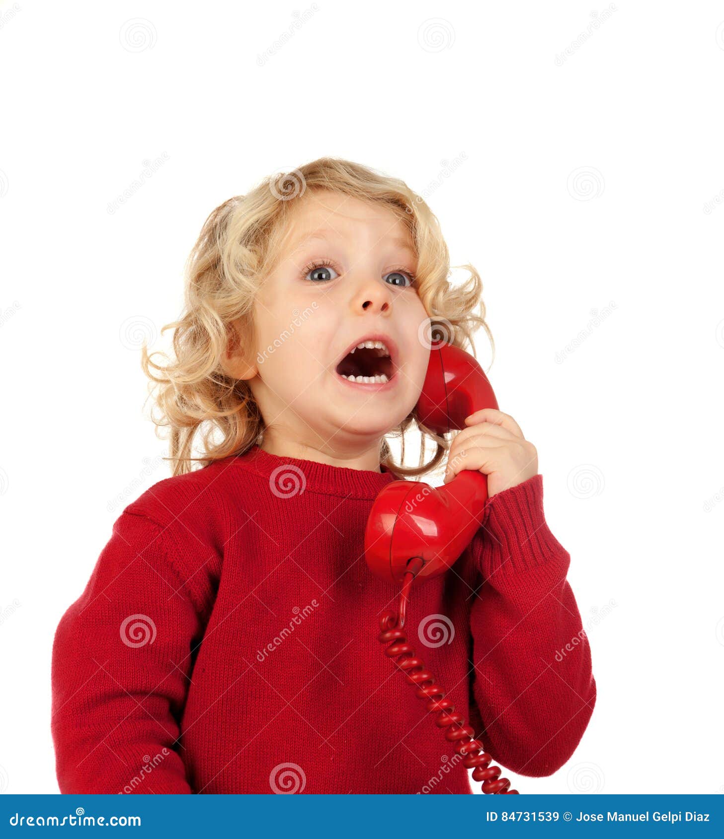 Funny Little Child Talking on the Phone Stock Image - Image of ...