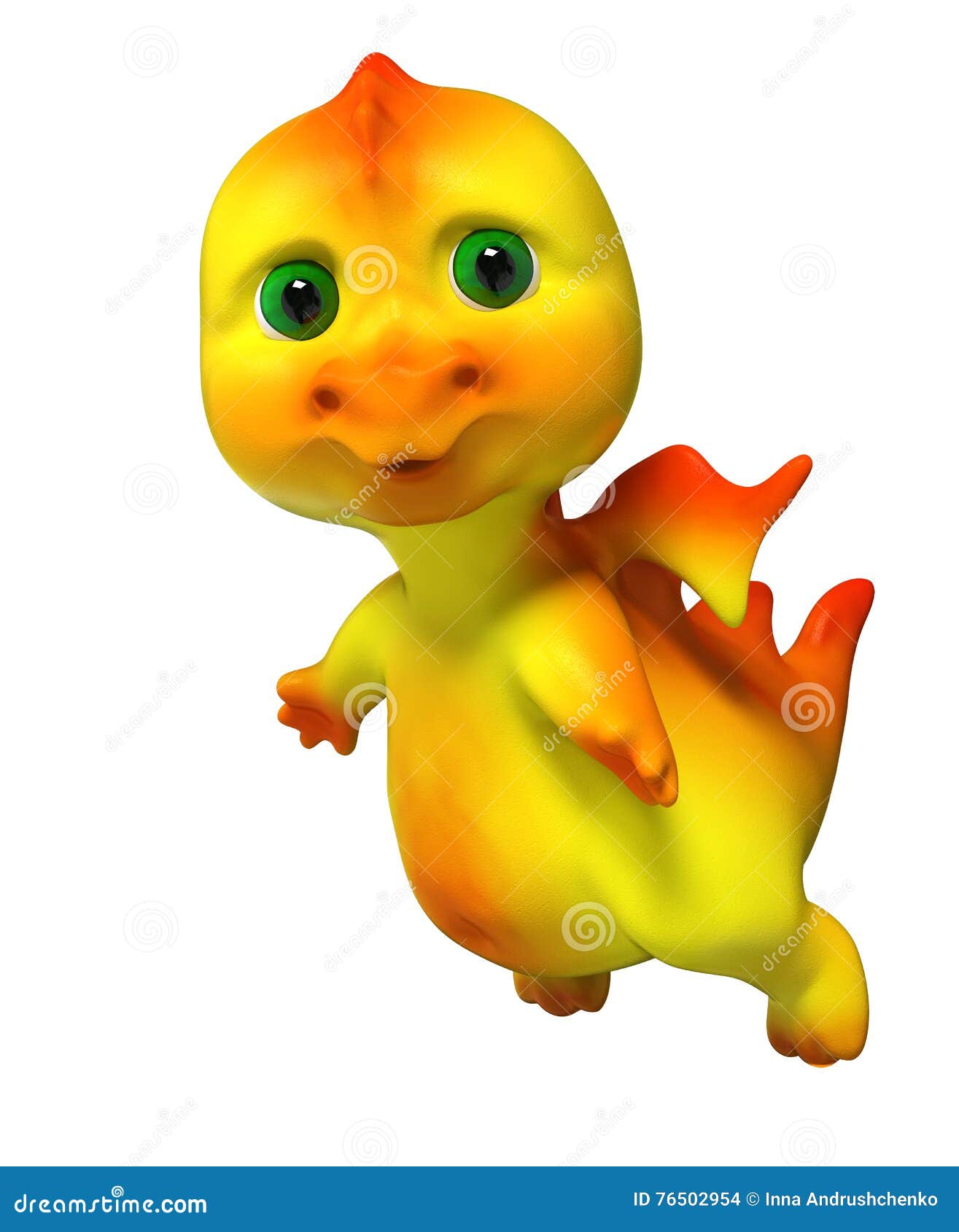 Funny Little Flying Dragon Character 3d Rendering Stock Illustration ...