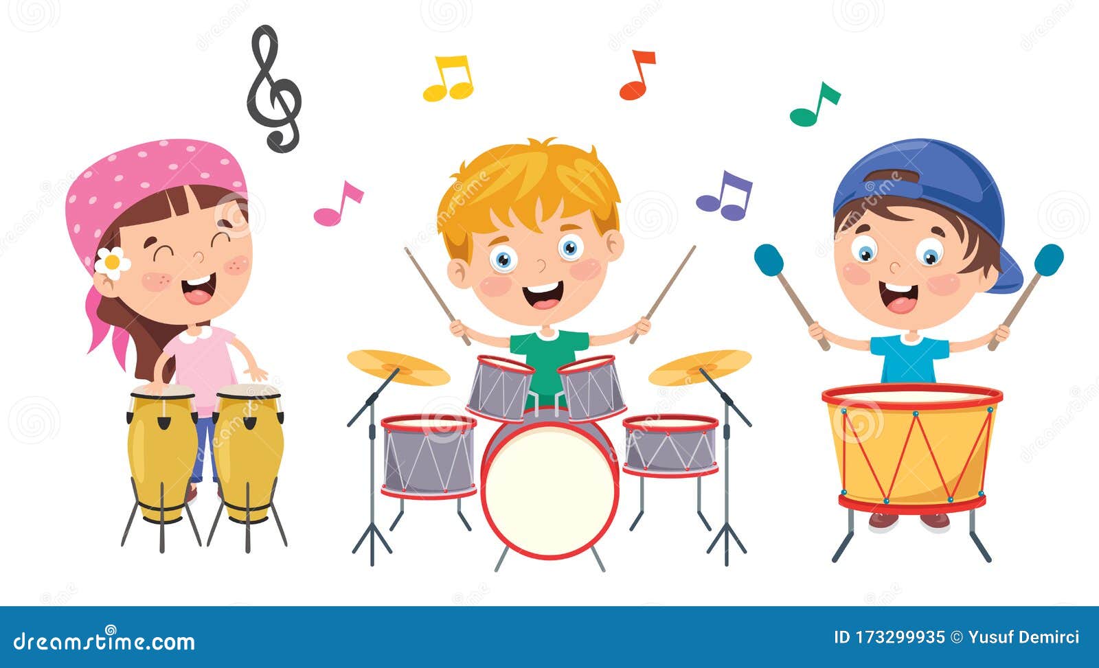Funny Little Kids Performing Music Stock Vector - Illustration of ...