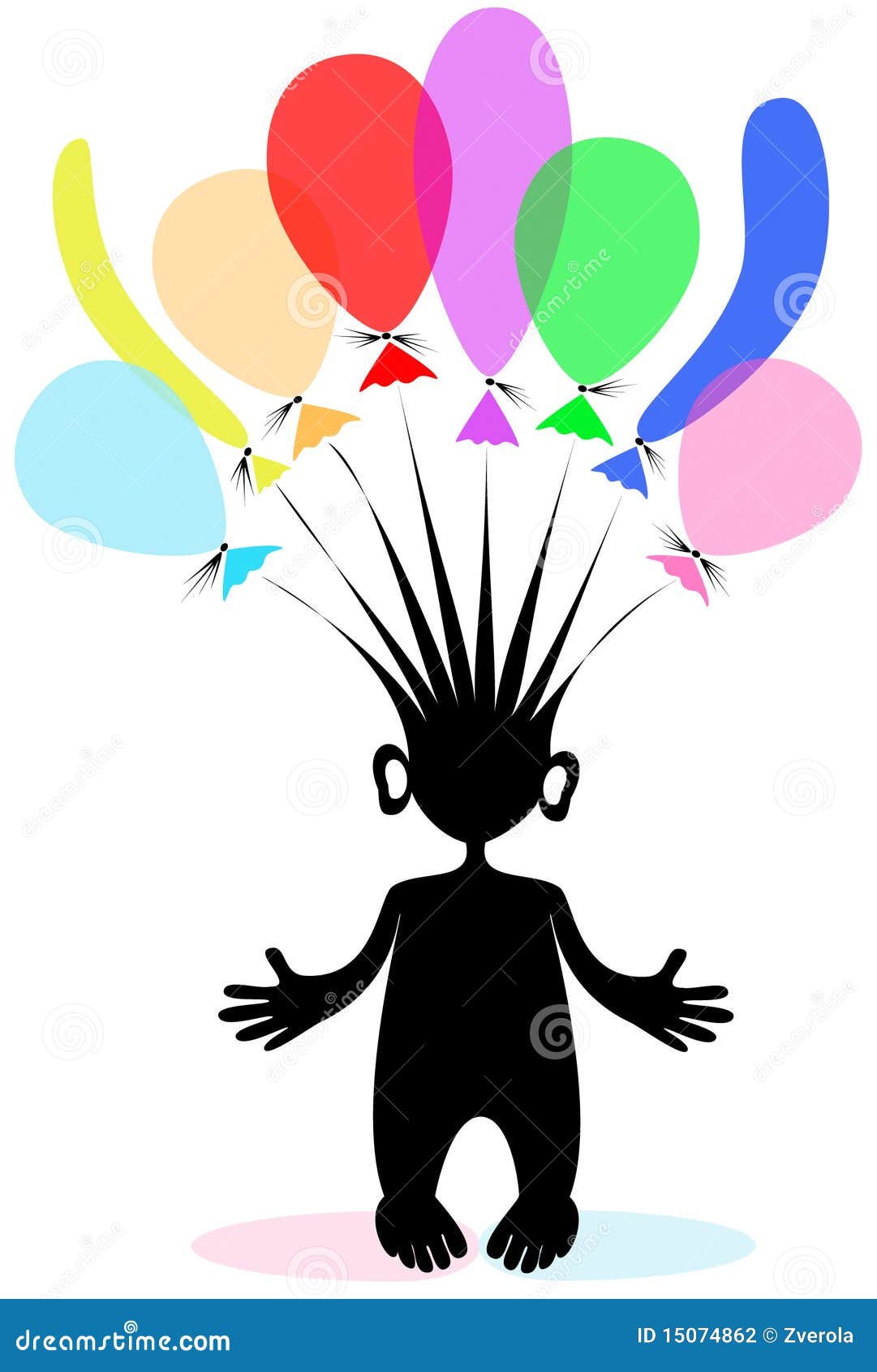 Funny Little Man with Balloons Stock Vector - Illustration of cheery ...