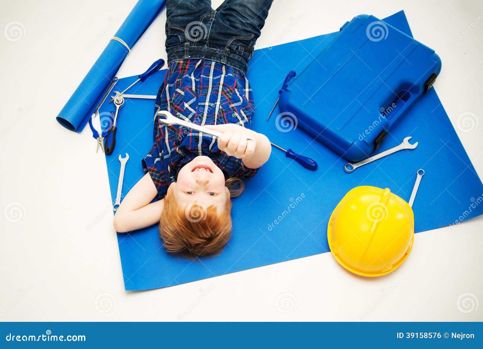 Funny little mechanic boy stock photo. Image of professional - 39158576