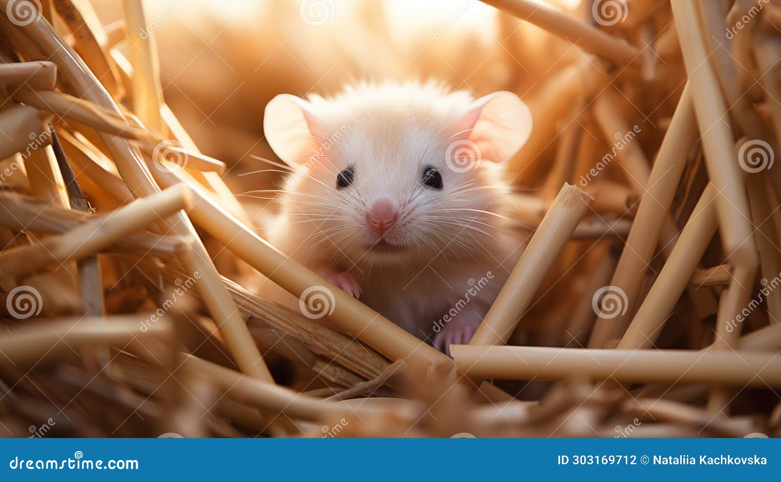 Funny Little Mouse in Straw Stock Illustration - Illustration of mammal ...