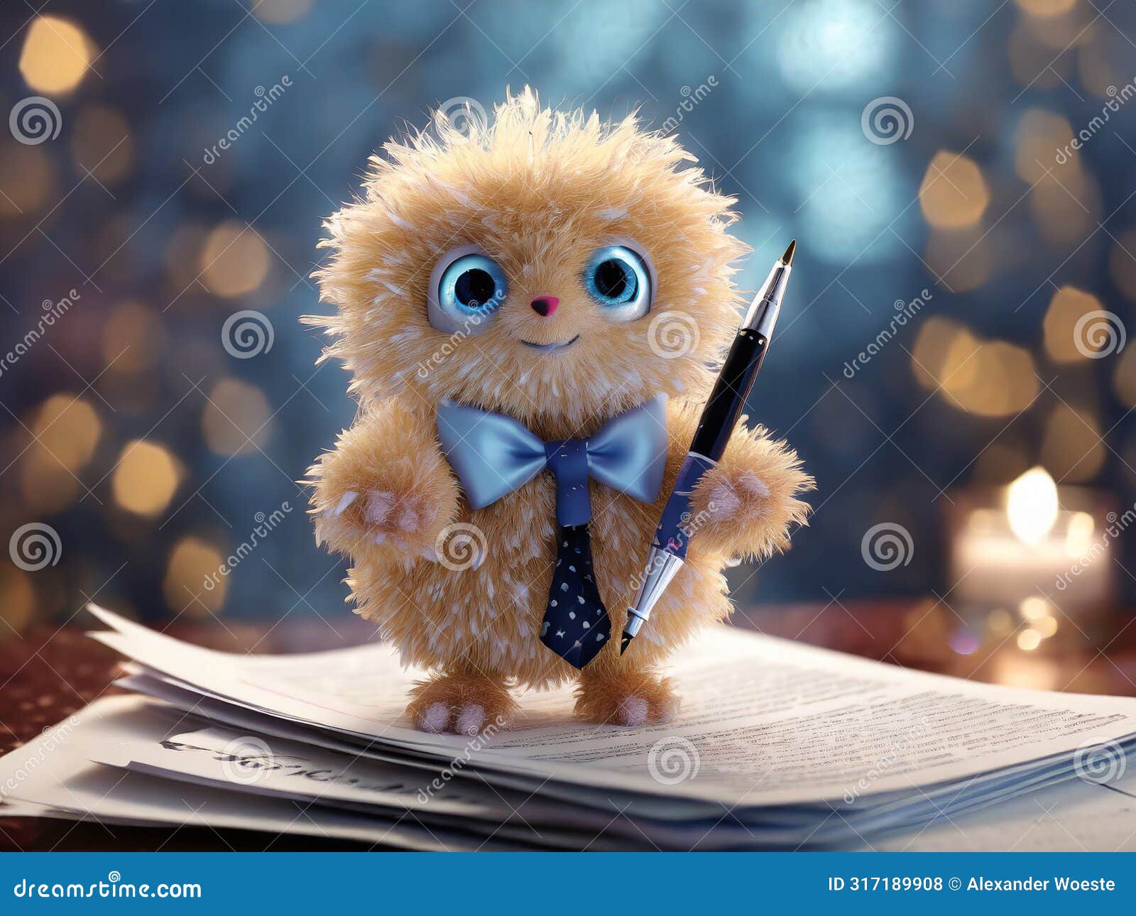 Office creature with pen stock illustration. Illustration of funny ...