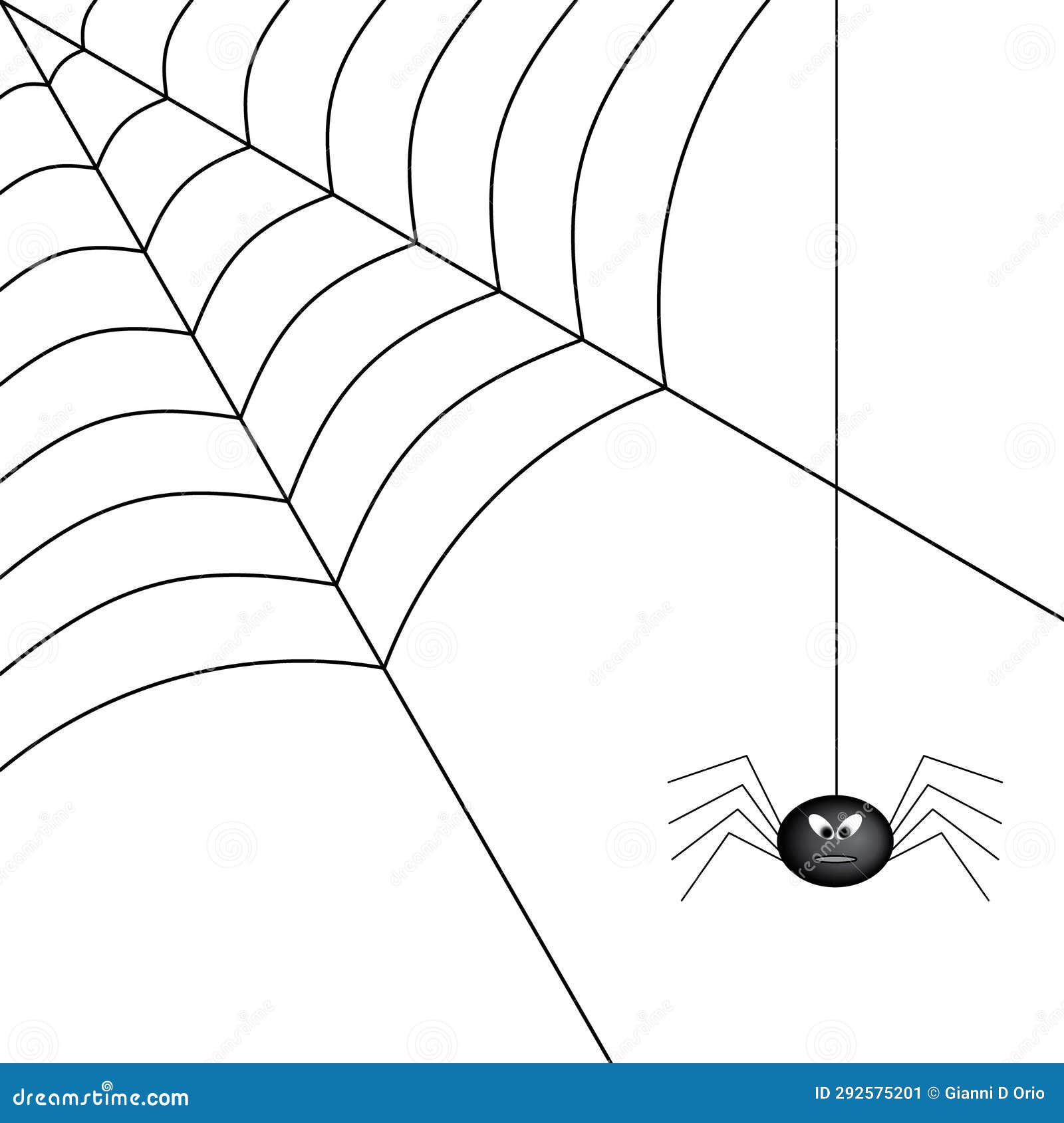 Funny Little Spider that Comes Down from Its Spiderweb Stock ...