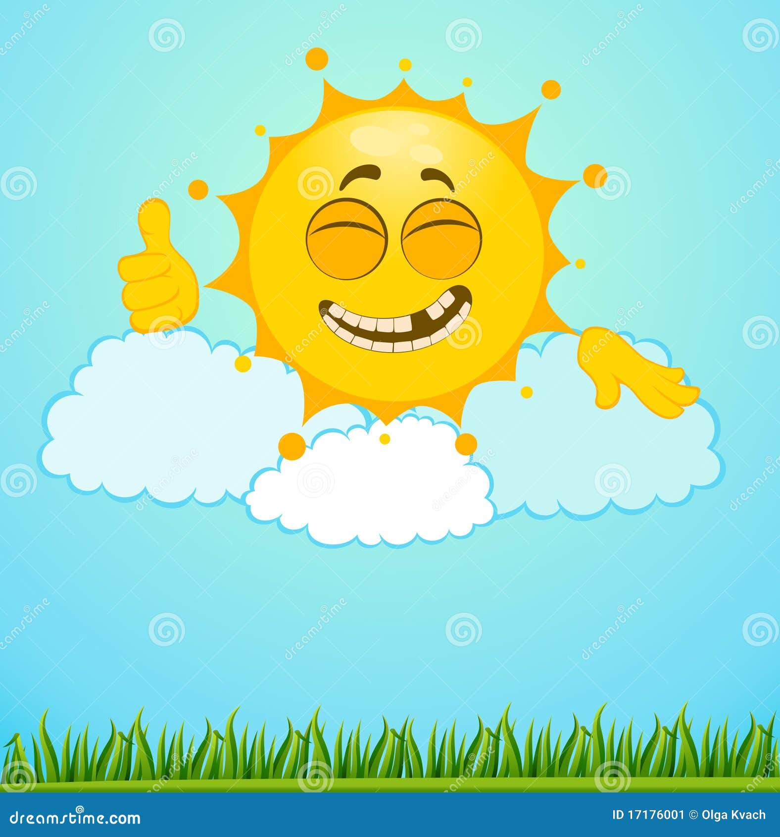 Funny Little Sun on a Clouds Stock Vector - Illustration of shaggy ...