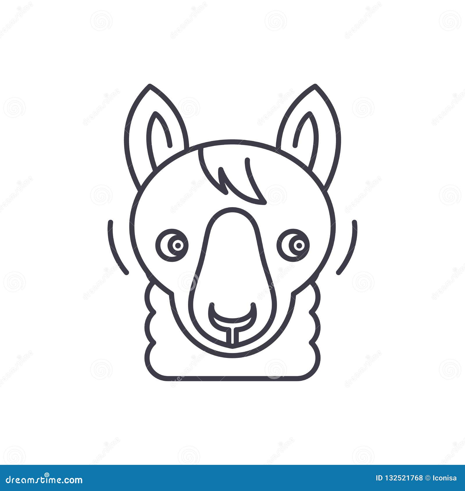 Funny Llama Line Icon Concept. Funny Llama Vector Linear Illustration ...