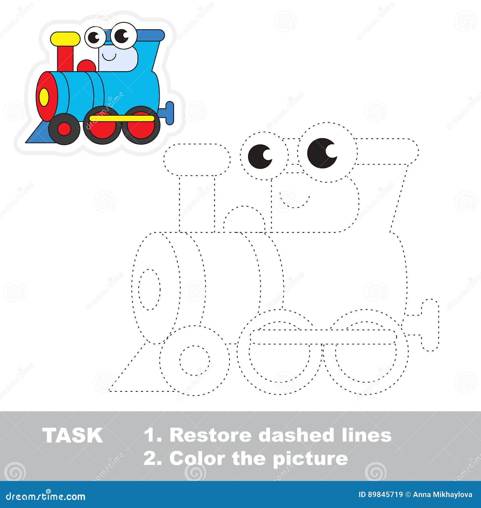 Funny Locomotive To Be Traced. Vector Trace Game. Stock Vector ...