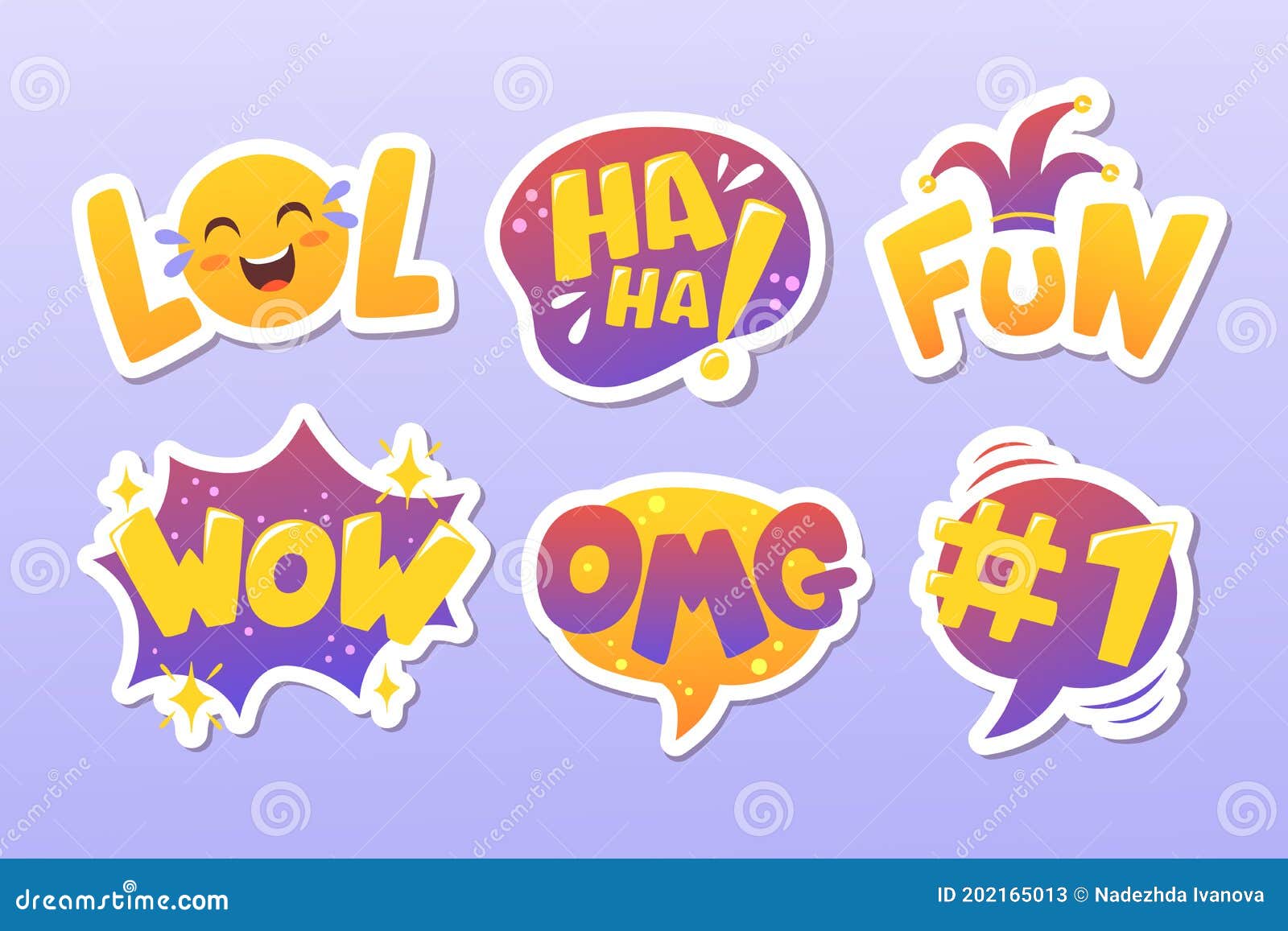 Funny Lol Stickers Set Vector Illustration Stock Illustration ...