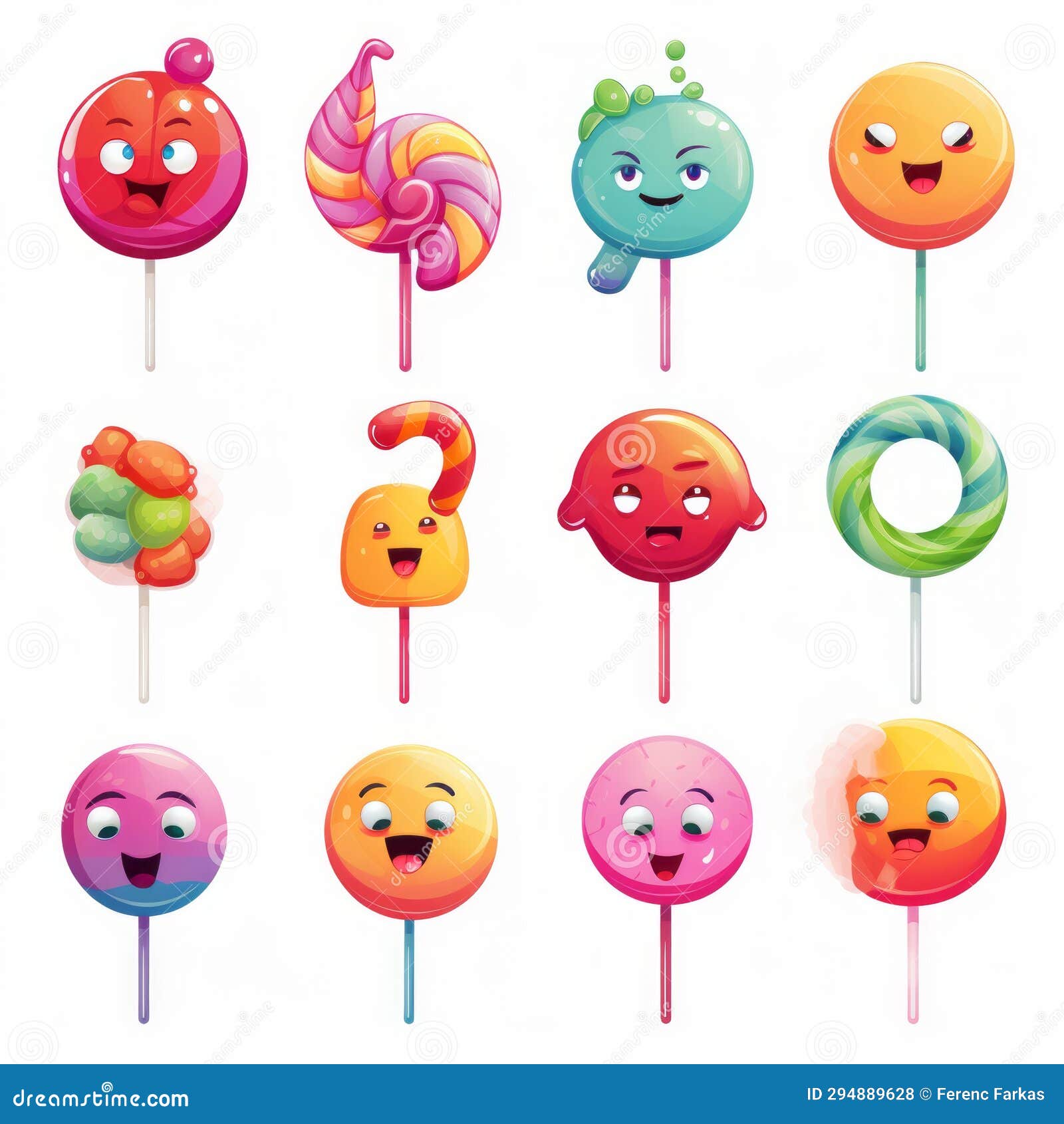 Funny Lollipop Cartoon Isolated On White Background Stock Photo ...