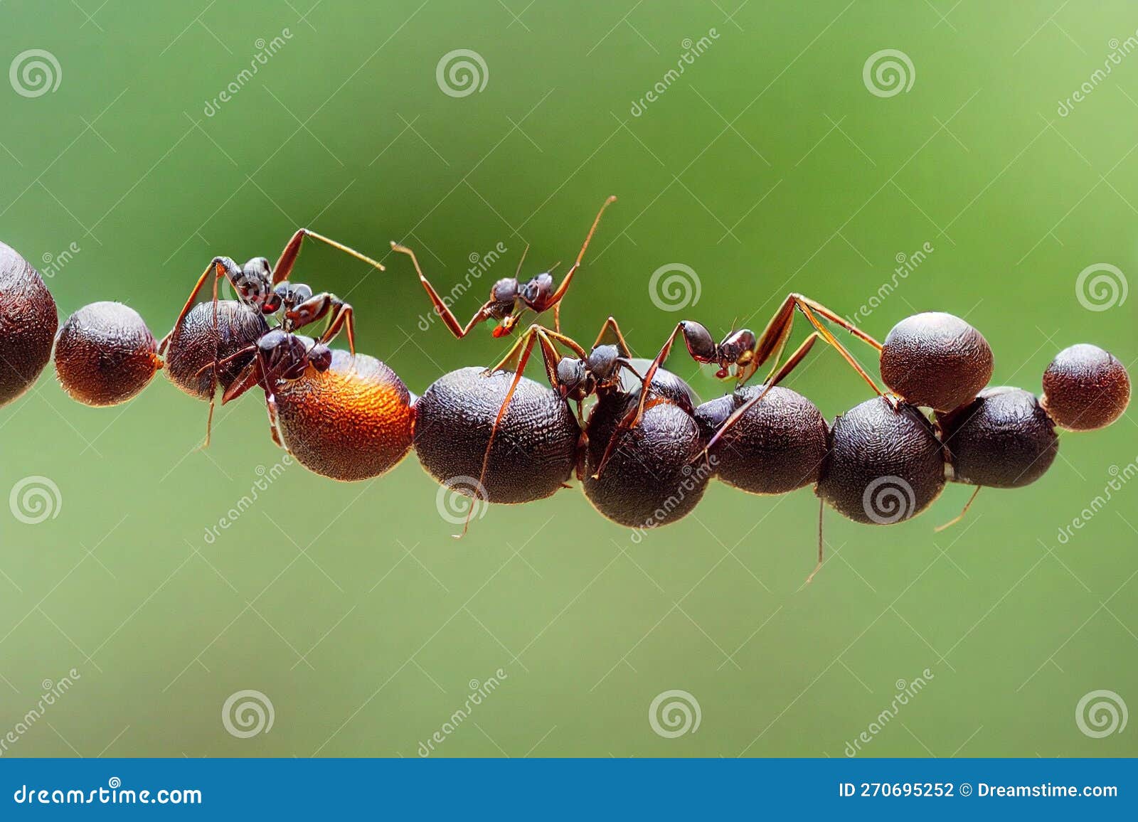 Funny Long-legged Ants Hanging on Bent Round Chain. Stock Illustration ...