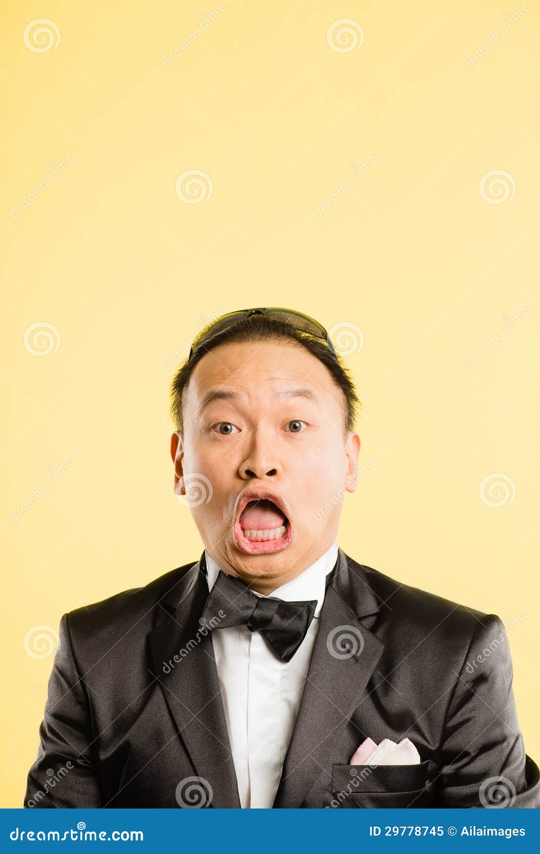 Funny Man Portrait Real People High Definition Yellow Background Stock ...