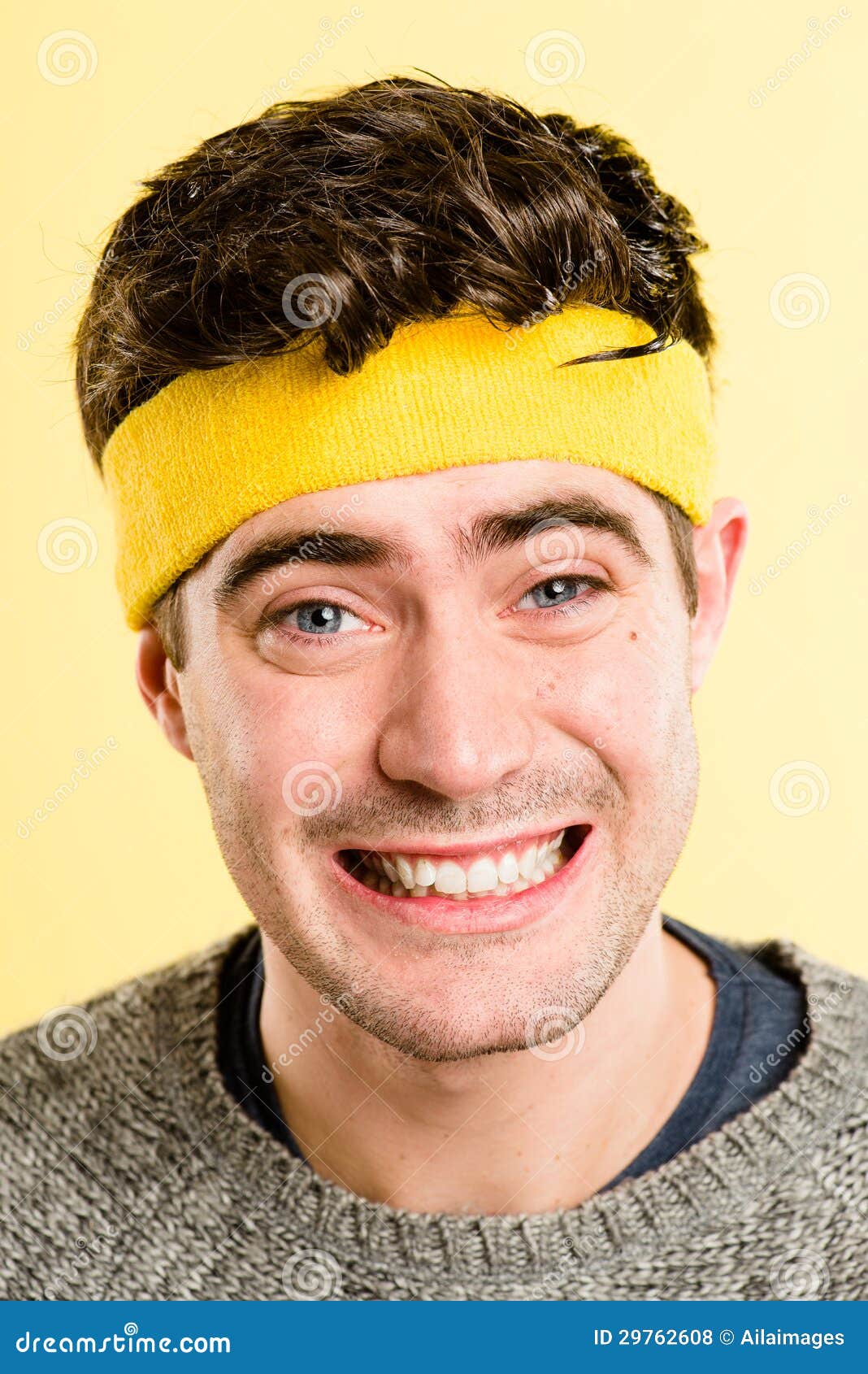 Funny Man Portrait Real People High Definition Yellow Background Stock ...