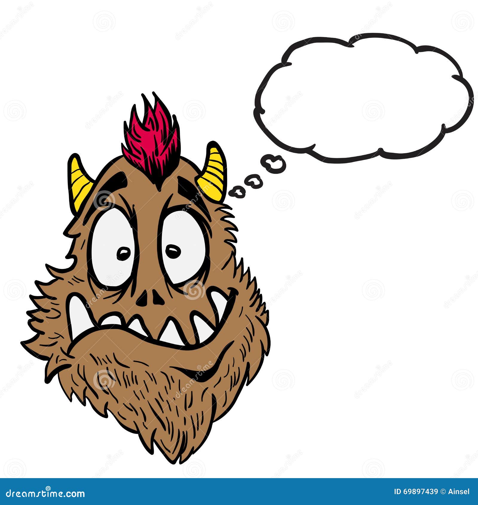 Funny Looking Monster with Thought Bubble Stock Vector - Illustration ...