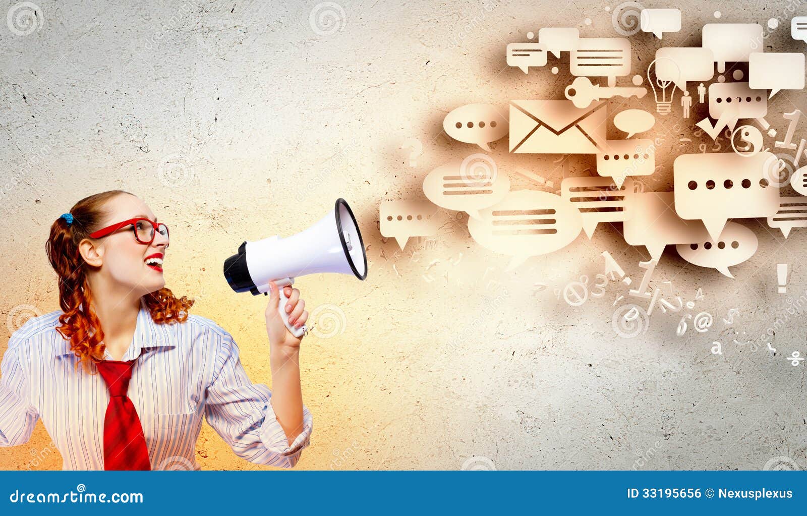Funny Looking Woman With Megaphone Stock Photo - Image of loudspeaker ...