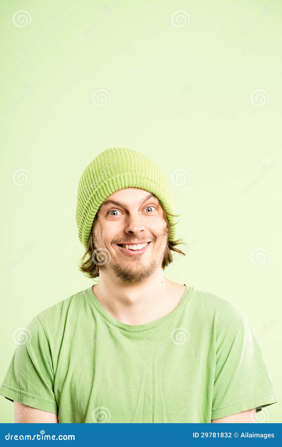 Funny Man Portrait Real People High Definition Green Background Stock ...