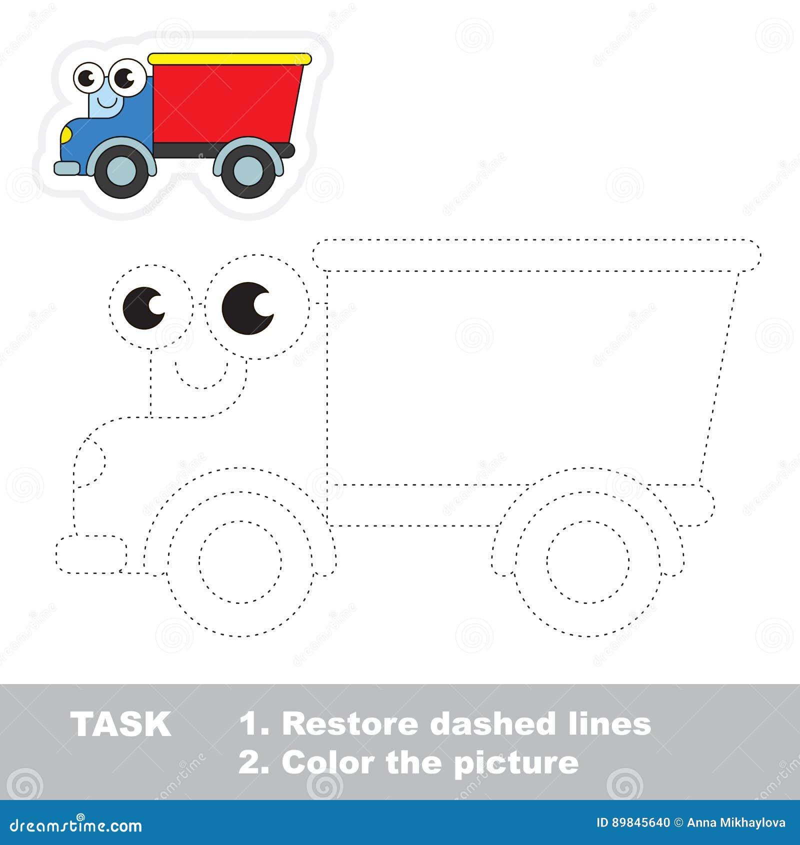 Funny Lorry To Be Traced. Vector Trace Game. Stock Vector ...