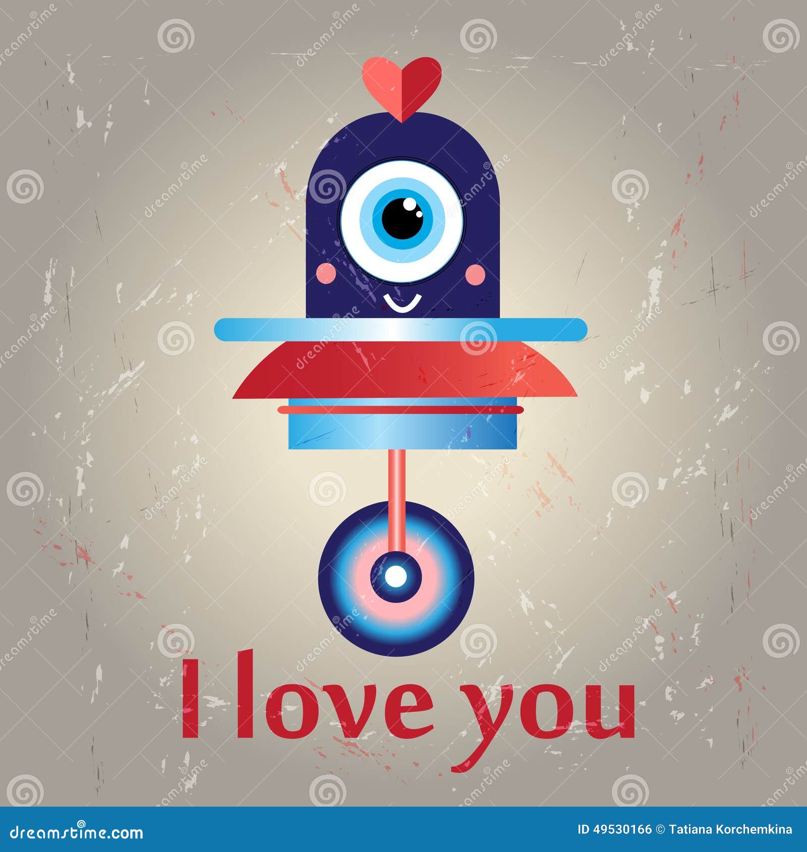 Funny love with a robot stock vector. Illustration of cheerful - 49530166