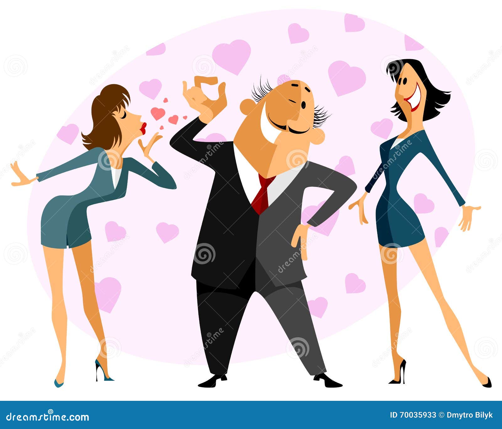 Funny love triangle stock vector. Illustration of friend - 70035933