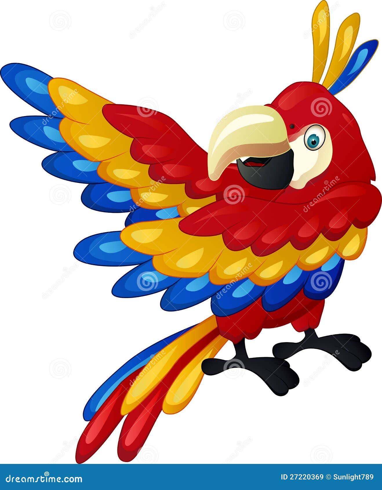 Funny macaw cartoon stock illustration. Illustration of orange - 27220369