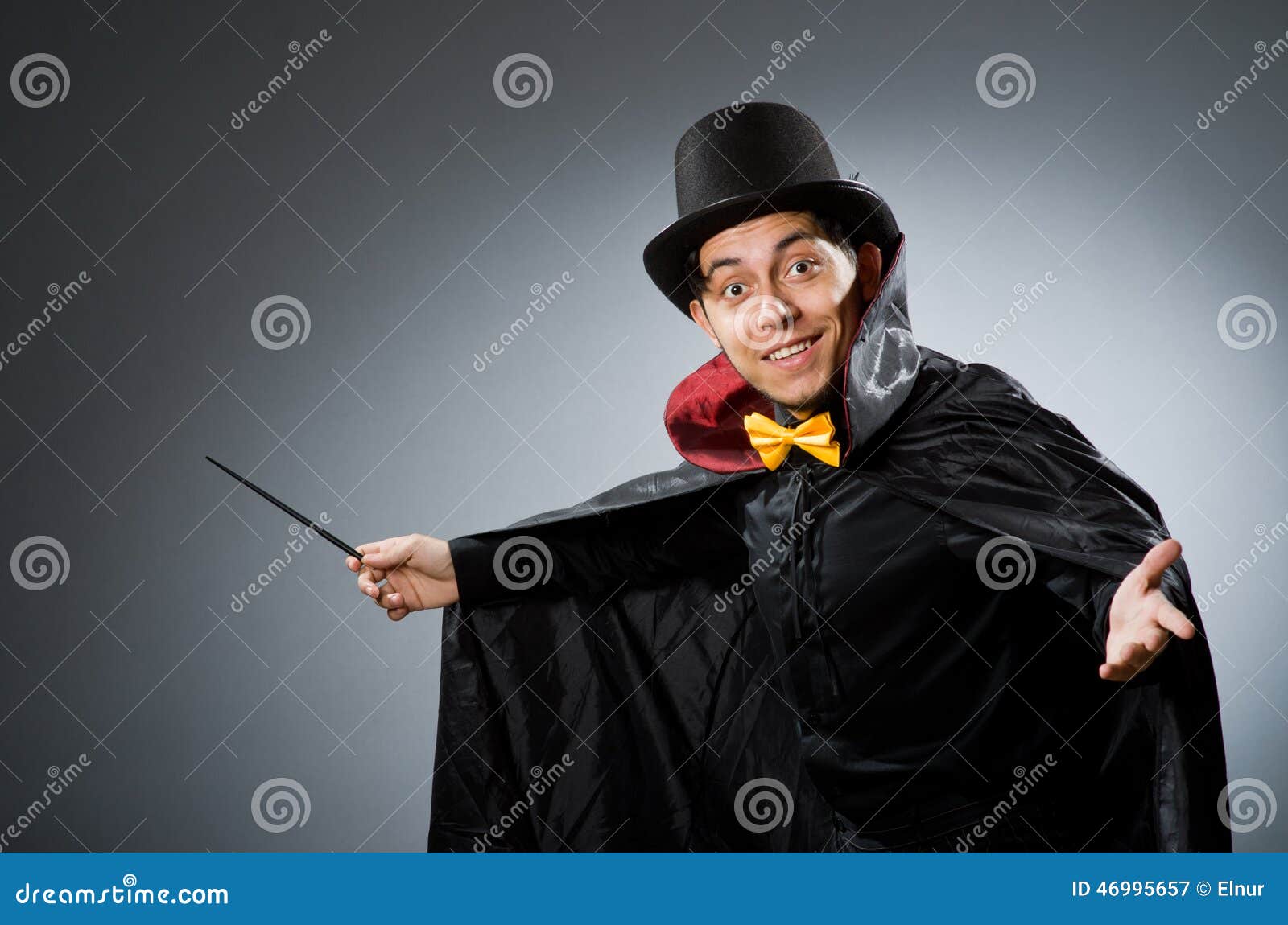 Funny Magician Man with Wand Stock Image - Image of artist, human: 46995657