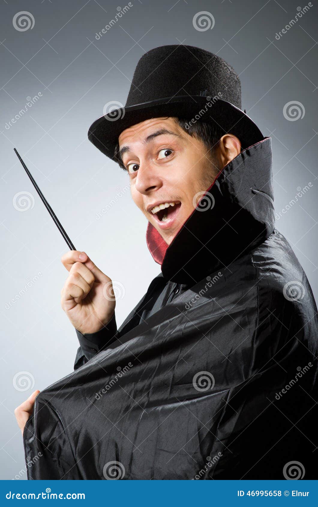 Funny Magician Man with Wand Stock Photo - Image of male, hold: 46995658