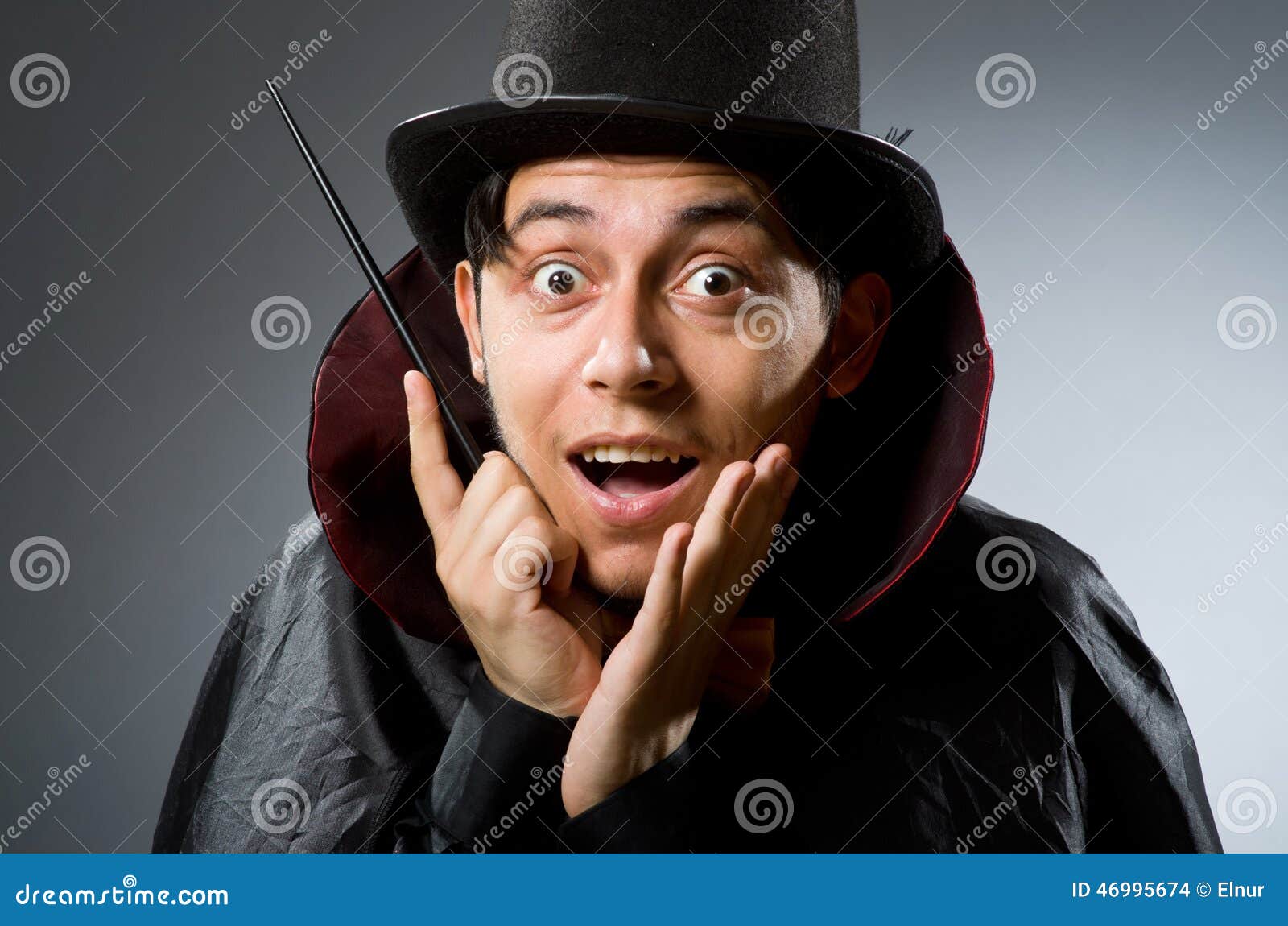 Funny Magician Man with Wand Stock Photo - Image of illusionist, circus ...