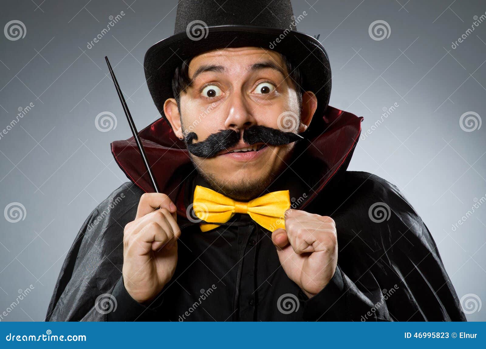 Funny Magician Man with Wand Stock Image - Image of funny, portrait ...