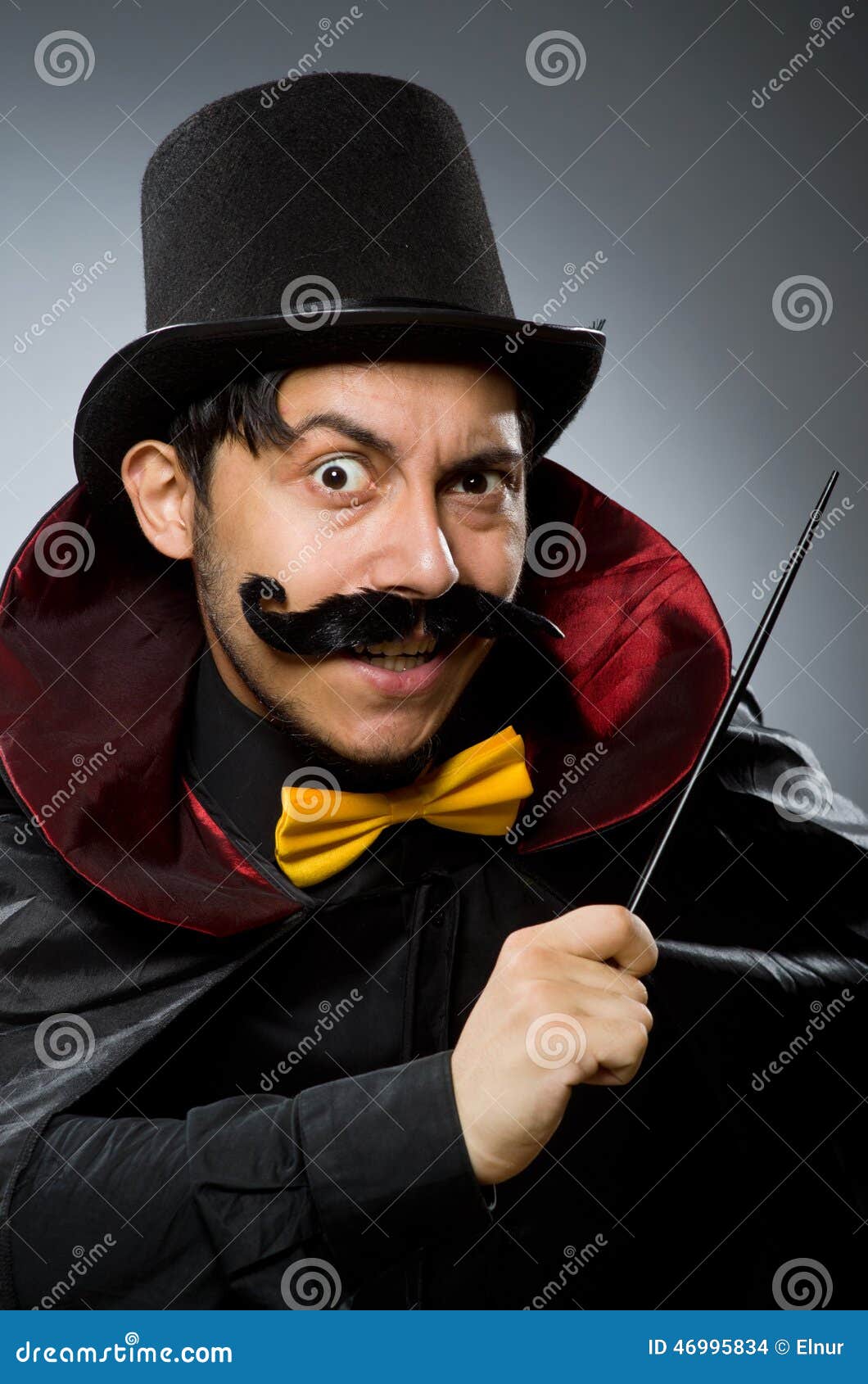 Funny Magician Man with Wand Stock Photo - Image of mustache, magic ...