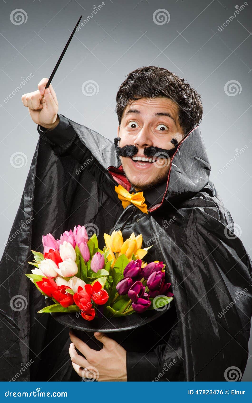 Funny Magician Man with Wand Stock Photo - Image of circus, imagination ...