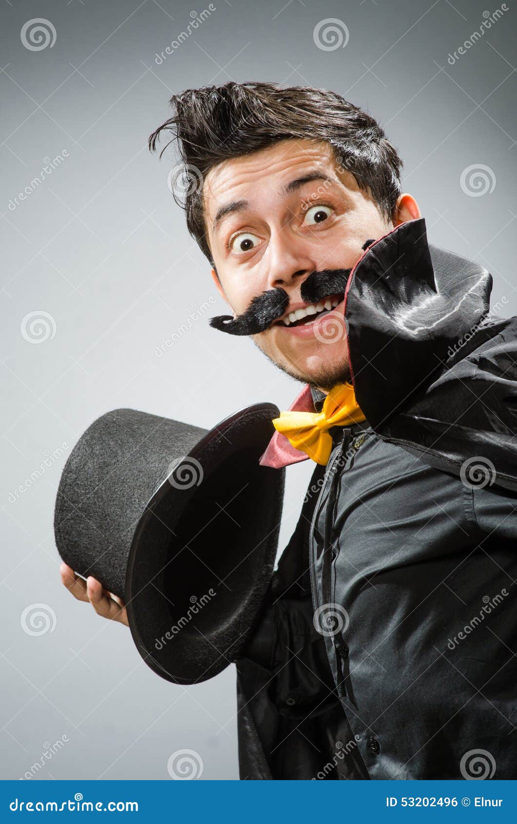Funny Magician Man with Wand and Hat Stock Photo - Image of performance ...